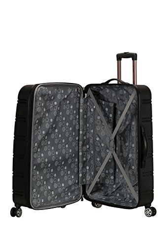 Rockland Melbourne Hardside Expandable Spinner Wheel Luggage, Black, Checked-Large 28-Inch