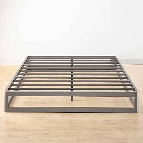 Mellow 9" Metal Platform Bed Frame w/Heavy Duty Steel Slat Mattress Foundation (No Box Spring Needed), Queen, Grey