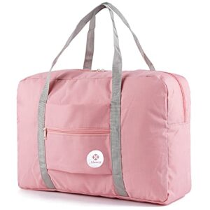 narwey for spirit airlines foldable travel duffel bag tote carry on luggage sport duffle weekender overnight for women and girls (1112 pink)