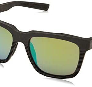 Costa Del Mar Men's Pescador Polarized Rectangular Sunglasses, Net Grey/Blue Rubber/Green Mirrored Polarized-580G, 55 mm