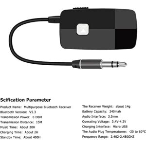 iDIGMALL Advanced Bluetooth 5.3 Receiver for Home Stereo HIFI Music Streaming, Mini Wireless Audio Adapter for Car Speaker with 3.5mm RCA Aux Jack, 20 Hours Playtime, Easy to Slide ON/OFF, Multi-Point