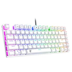 huo ji e-yooso z-88 rgb mechanical gaming keyboard, metal panel, brown switches, 75% compact 81 keys for mac, pc, silver and white