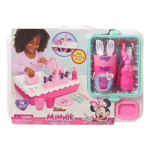 Minnie's Happy Helpers Magic Sink Set, Pretend Play Working Sink, Officially Licensed Kids Toys for Ages 3 Up by Just Play