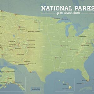 US National Parks Map 18x24 Poster (Natural Earth)