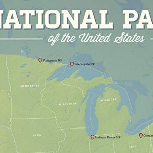 US National Parks Map 18x24 Poster (Natural Earth)