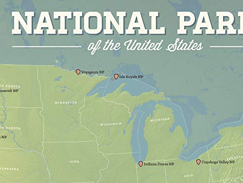 US National Parks Map 18x24 Poster (Natural Earth)