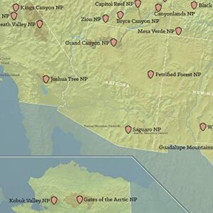 US National Parks Map 18x24 Poster (Natural Earth)