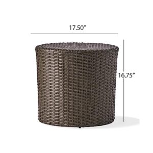 Christopher Knight Home Keaton Wicker Barrel Side Table, Dark Gray