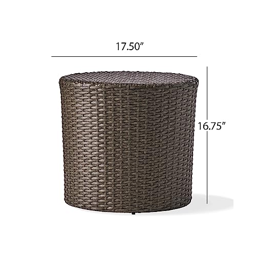 Christopher Knight Home Keaton Wicker Barrel Side Table, Dark Gray