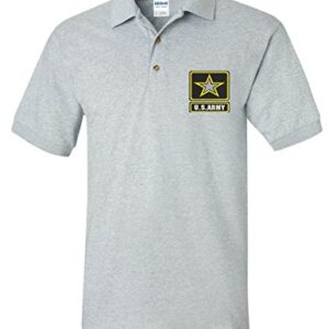 ALLNTRENDS Men's Polo T Shirt US Army Embroidered Military USA Army (S, Sporty Grey)