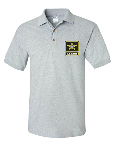 ALLNTRENDS Men's Polo T Shirt US Army Embroidered Military USA Army (S, Sporty Grey)