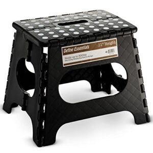 Folding Step Stool - 11" Hight - The Lightweight Step Stool is Sturdy Enough to Support Adults and Safe Enough for Kids. Opens Easy with One Flip. Great for Kitchen, Bathroom, Bedroom (Black)