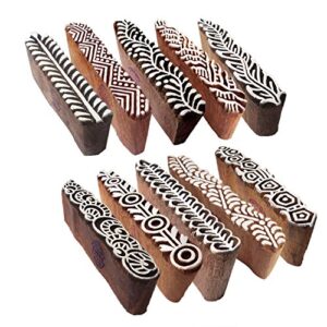 mehndi print blocks stylish border pattern wooden stamps (set of 10)