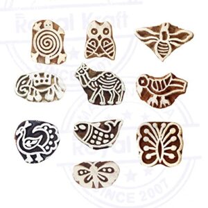 Pottery Printing Blocks Exquisite Small Bird Pattern Wooden Stamps (Set of 10)