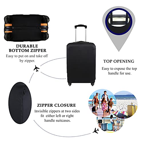 Explore Land Travel Luggage Cover Suitcase Protector Fits 18-32 Inch Luggage 01(Black, M(23-26 inch Luggage))