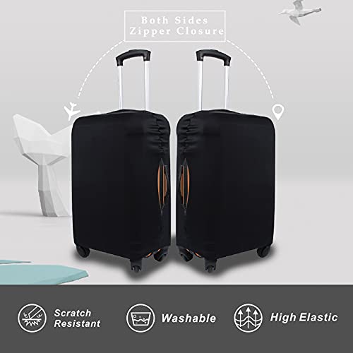 Explore Land Travel Luggage Cover Suitcase Protector Fits 18-32 Inch Luggage 01(Black, M(23-26 inch Luggage))