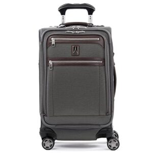 travelpro platinum elite softside expandable carry on luggage, 8 wheel spinner suitcase, usb port, suiter, men and women, vintage grey, carry on 21-inch