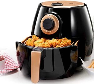 gotham steel 4 qt air fryer, small air fryer with nonstick copper coating, oil free healthy air fryer with rapid air technology, easy to use temperature control with auto shutoff- dishwasher safe