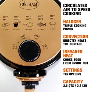 Gotham Steel 4 Qt Air Fryer, Small Air Fryer with Nonstick Copper Coating, Oil Free Healthy Air Fryer with Rapid Air Technology, Easy to Use Temperature Control with Auto Shutoff- Dishwasher Safe