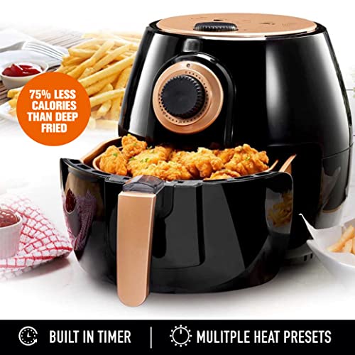 Gotham Steel 4 Qt Air Fryer, Small Air Fryer with Nonstick Copper Coating, Oil Free Healthy Air Fryer with Rapid Air Technology, Easy to Use Temperature Control with Auto Shutoff- Dishwasher Safe