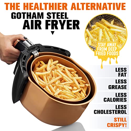 Gotham Steel 4 Qt Air Fryer, Small Air Fryer with Nonstick Copper Coating, Oil Free Healthy Air Fryer with Rapid Air Technology, Easy to Use Temperature Control with Auto Shutoff- Dishwasher Safe