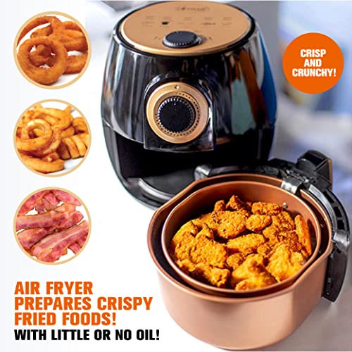 Gotham Steel 4 Qt Air Fryer, Small Air Fryer with Nonstick Copper Coating, Oil Free Healthy Air Fryer with Rapid Air Technology, Easy to Use Temperature Control with Auto Shutoff- Dishwasher Safe