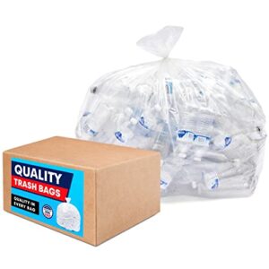 55 gallon clear trash bags, (50 bags w/ties) large clear plastic recycling garbage bags.