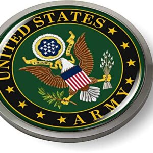 [Officially Licensed Product] - US Army 3D Domed CAR Emblem Badge Sticker Chrome Metal Round Bezel