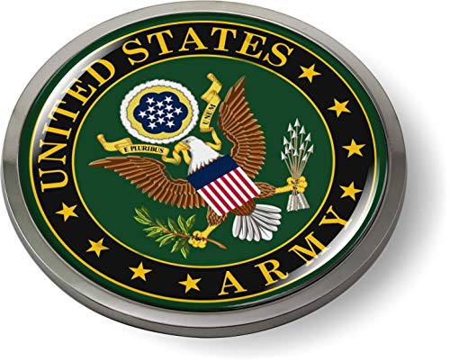 [Officially Licensed Product] - US Army 3D Domed CAR Emblem Badge Sticker Chrome Metal Round Bezel