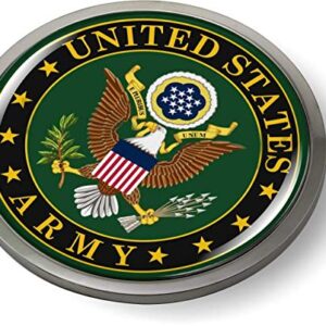 [Officially Licensed Product] - US Army 3D Domed CAR Emblem Badge Sticker Chrome Metal Round Bezel