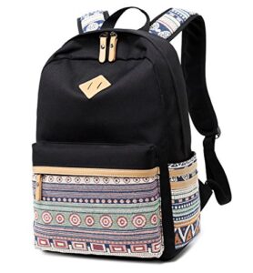 swacort backpack for women casual lightweight canvas backpacks travel daykpack cute fashion shoulder carry-on bookbag black daykpack