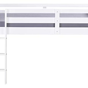 Camaflexi Tribeca Solid Wood Low Loft Bed Frame / 14 Wood Slats and 2 Center Supports / No Box Spring Necessary / Easy Assembly / Full - White, T1303F