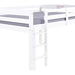 Camaflexi Tribeca Solid Wood Low Loft Bed Frame / 14 Wood Slats and 2 Center Supports / No Box Spring Necessary / Easy Assembly / Full - White, T1303F