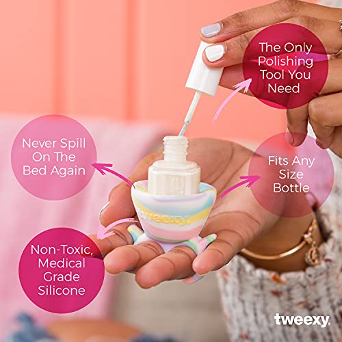 tweexy Wearable Nail Polish Holder Ring - Nail Polish Bottle Holder for Easy Application | Perfect for Fingernail Painting, Manicure & Pedicure | Nail Polish Accessories (Unicorn)