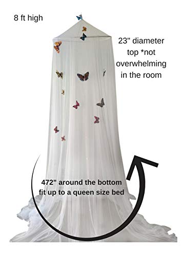 Dream Tada Cinderella Room Decorations, Girl's Bed Canopy - Kid's Glow in The Dark Butterflies Netting, Fit Twin Full Queen, DIY Kit Make a Wish As You Place Each Butterfly