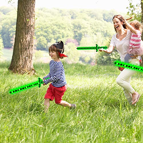 Fun Central LED Light Up Pixel 8-Bit Toy Sword for Kids - Green