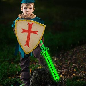 Fun Central LED Light Up Pixel 8-Bit Toy Sword for Kids - Green