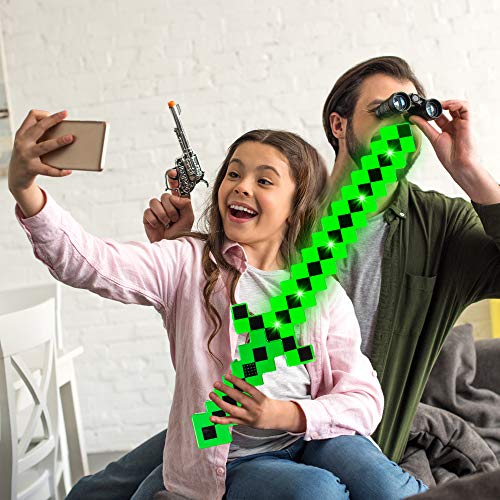 Fun Central LED Light Up Pixel 8-Bit Toy Sword for Kids - Green