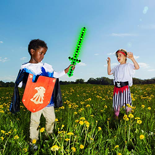 Fun Central LED Light Up Pixel 8-Bit Toy Sword for Kids - Green