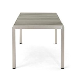 Christopher Knight Home Coral Outdoor Aluminum Dining Table with Faux Wood Top, Gray Finish,Grey