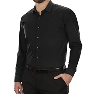 Kenneth Cole Unlisted Men's Dress Shirt Big and Tall Solid , Black, 17" Neck 37"-38" Sleeve