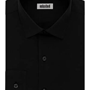 Kenneth Cole Unlisted Men's Dress Shirt Big and Tall Solid , Black, 17" Neck 37"-38" Sleeve