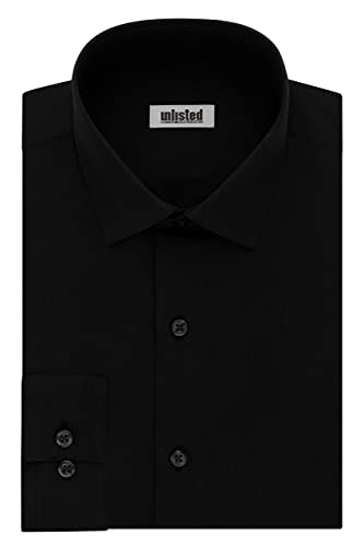 Kenneth Cole Unlisted Men's Dress Shirt Big and Tall Solid , Black, 17" Neck 37"-38" Sleeve