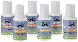 mr pen- correction fluid, pack of 6, correction liquid white, liquid eraser, white correction fluid foam, white fluid, white out, wipe out liquid, wide out fluid, white correction tape pen fluid