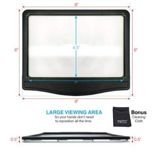 3X Large Ultra Bright LED Page Magnifier with 12 Anti-Glare Dimmable LEDs (Provide More Evenly Lit Viewing Area & Relieve Eye Strain)-Ideal for Reading Small Prints & Low Vision