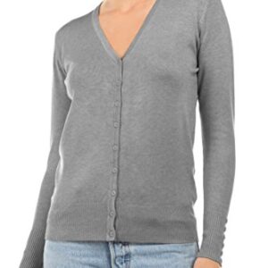 CIELO Women's Regular Solid Cardigan with Decorative Buttons, H Grey, Large