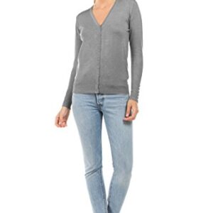 CIELO Women's Regular Solid Cardigan with Decorative Buttons, H Grey, Large