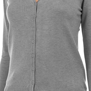 CIELO Women's Regular Solid Cardigan with Decorative Buttons, H Grey, Large