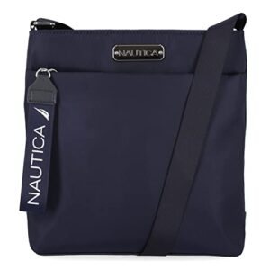 Nautica womens Diver Nylon Small Crossbody Bag Purse With Adjustable Shoulder Strap Cross Body, Indigo, One Size US