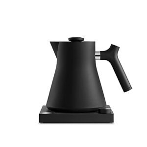 fellow corvo ekg electric tea kettle - electric pour over coffee and tea pot - quick heating electric kettles for boiling water - temperature control and built-in brew timer - matte black - 0.9 liter